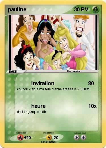 Pokémon pauline 42 42 - invitation - Ma carte Pokémon