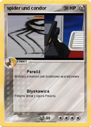 Pokémon spider and Laserbeak - Paraliż - Twoja własna karta pokemon