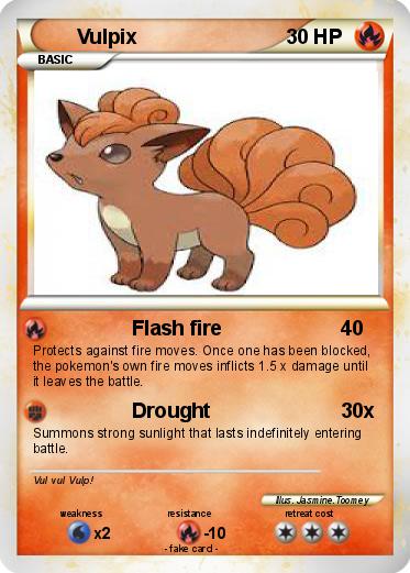 Pokémon Vulpix 225 225 - Flash fire - My Pokemon Card