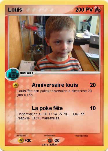 Pokémon Louis 661 661 - Anniversaire louis - Ma carte Pokémon