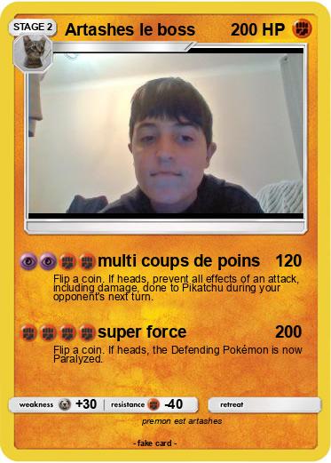Pokémon Artashes le boss - multi coups de poins - My Pokemon Card