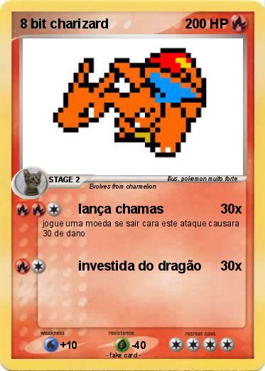 Pokémon 8 bit charizard - lança chamas - My Pokemon Card