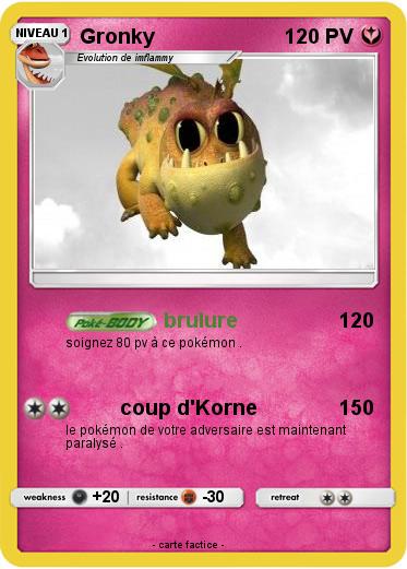 Pokémon Gronky - brulure - Ma carte Pokémon