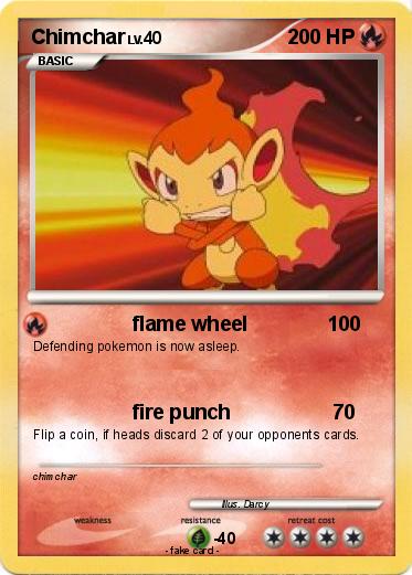 Pokémon Chimchar 126 126 - flame wheel 100 - My Pokemon Card
