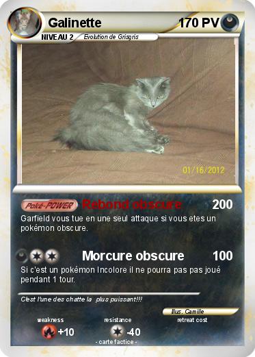 Pokémon Galinette - Rebond obscure - Ma carte Pokémon