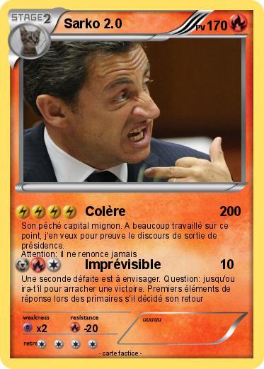 Pokémon Sarko 2 2 - Colère - Ma carte Pokémon