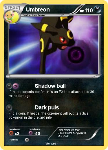 Pokémon Umbreon 1488 1488 - Shadow ball - My Pokemon Card