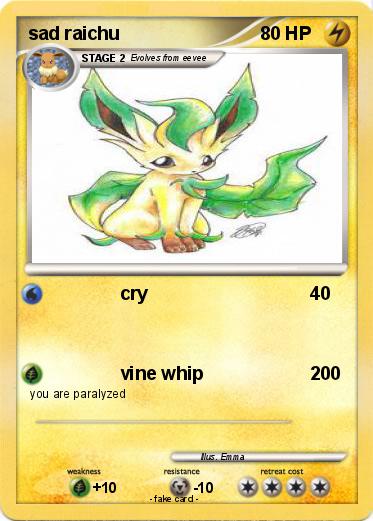 Pokémon sad raichu 2 2 - cry - My Pokemon Card