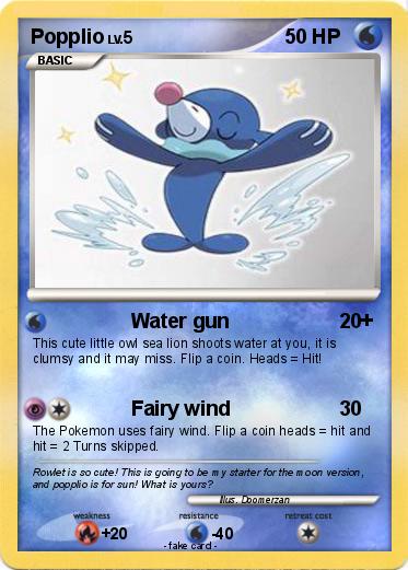 Pokémon Popplio 2 2 - Water gun - My Pokemon Card