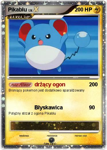 Pokémon Pikablu 38 38 - drżący ogon - Twoja własna karta pokemon