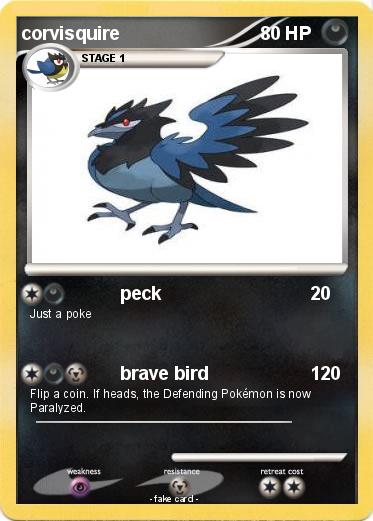 Pokémon corvisquire - peck - My Pokemon Card