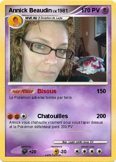 Pokémon Annick Beaudin - Bisous - Ma carte Pokémon