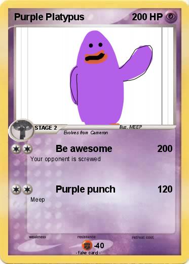 Pokémon Purple Platypus 1 1 - Be awesome - My Pokemon Card