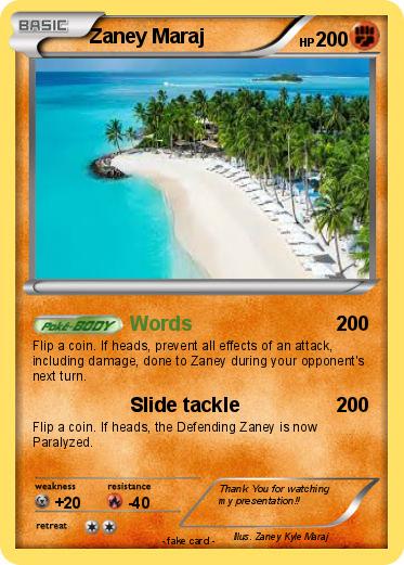 Pokémon Zaney Maraj - Words - My Pokemon Card