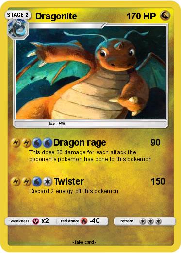 Pokémon Dragonite 1300 1300 - Dragon rage - My Pokemon Card