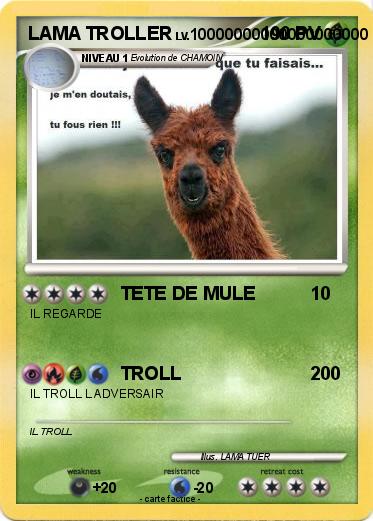 Pokémon LAMA TROLLER - TETE DE MULE - Ma carte Pokémon