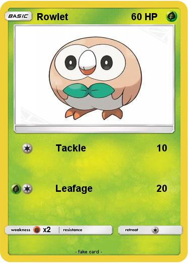 Pokémon Rowlet 178 178 - Tackle - My Pokemon Card