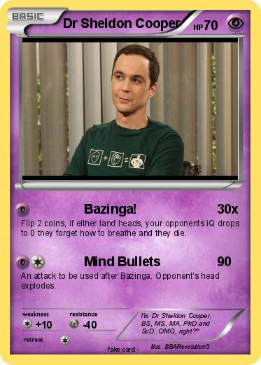 Pokémon Dr Sheldon Cooper 30 30 - Bazinga! - My Pokemon Card