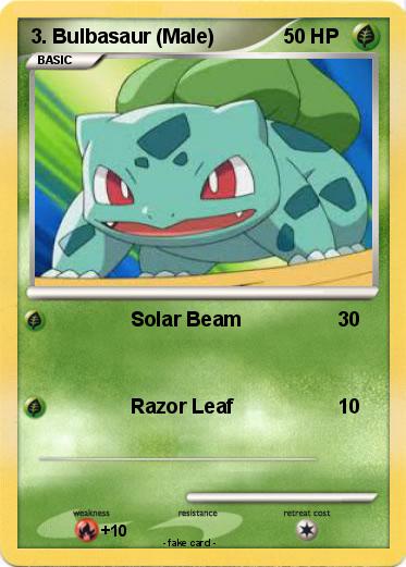 Pokémon 3 Bulbasaur Male - Solar Beam - My Pokemon Card