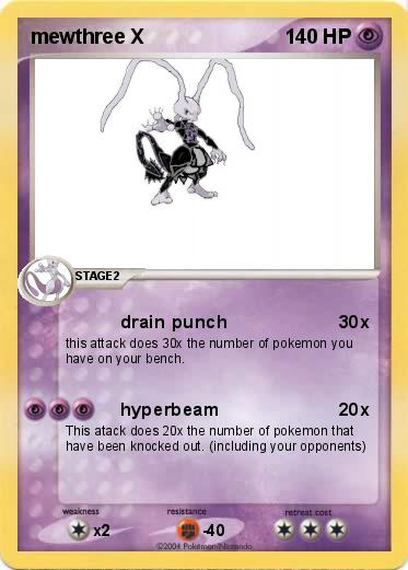 Pokémon mewthree X 5 5 - drain punch - My Pokemon Card