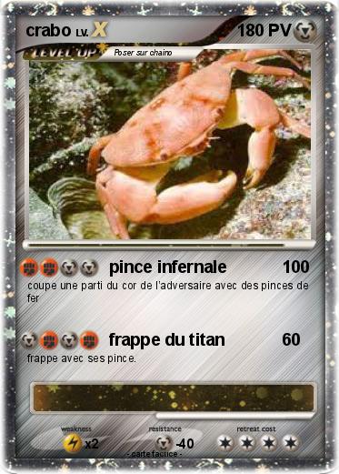 Pokémon crabo 2 2 - pince infernale - Ma carte Pokémon