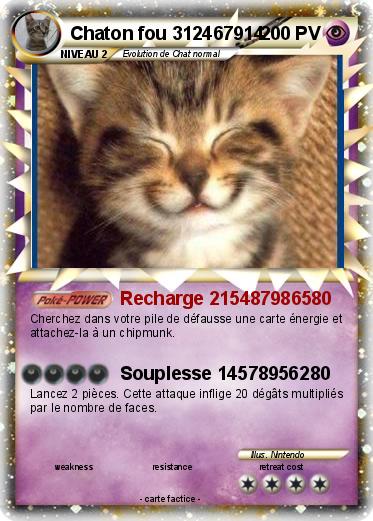 Pokémon Chaton fou 312467914 312467914 - Recharge 215487986580 - Ma carte Pokémon