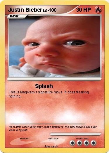 Pokémon Justin Bieber 2389 2389 - Splash - My Pokemon Card