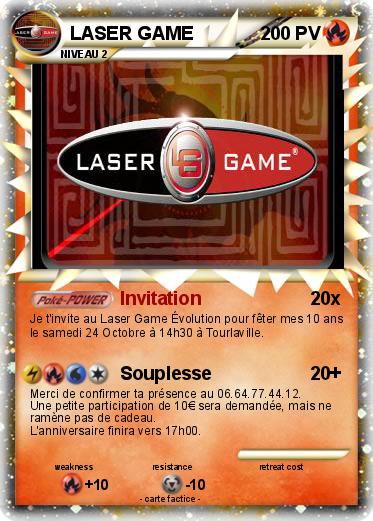Pokémon LASER GAME 15 15 - Invitation - Ma carte Pokémon