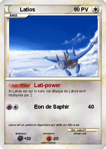 Pokémon Latios 1280 1280 - Lati-power - Ma carte Pokémon