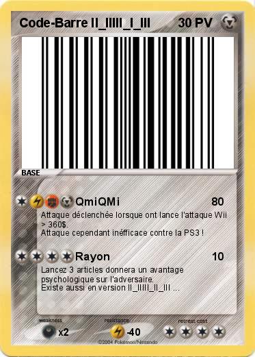 Pokémon Code Barre II IIIII I III - QmiQMi - Ma carte Pokémon