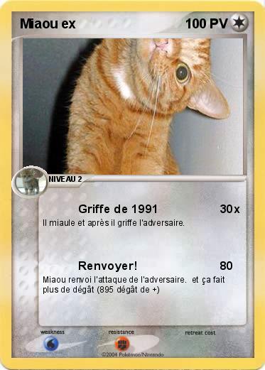 Pokémon Miaou ex - Griffe de 1991 - Ma carte Pokémon