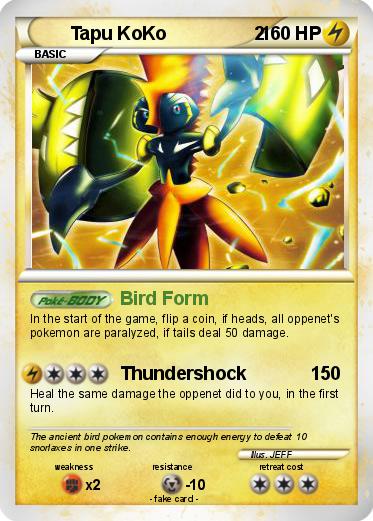 Pokémon Tapu KoKo 2 1 1 - Bird Form - My Pokemon Card