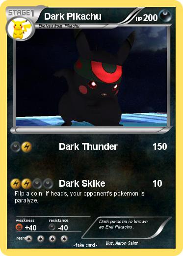 Pokémon Dark Pikachu 1199 1199 - Dark Thunder - My Pokemon Card