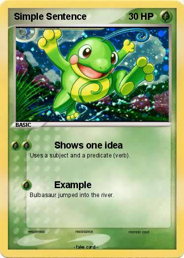 Pokémon Simple Sentence - Shows one idea - My Pokemon Card