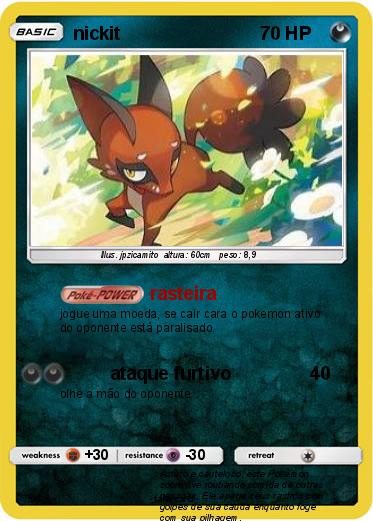 Pokémon nickit 1 1 - rasteira - My Pokemon Card