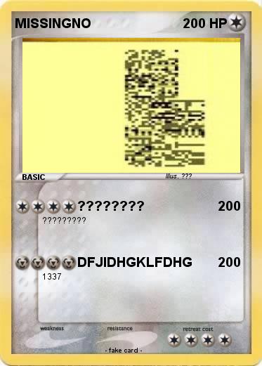 Pokémon MISSINGNO 1593 1593 - ???????? - My Pokemon Card
