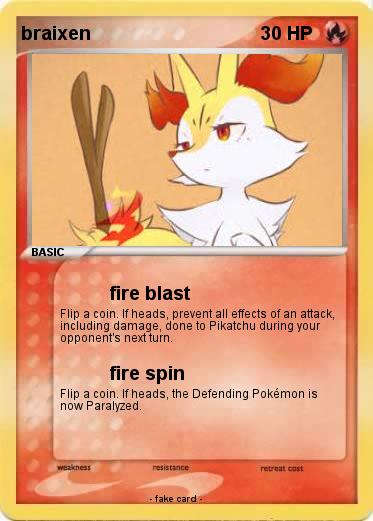 Pokémon braixen 88 88 - fire blast - My Pokemon Card
