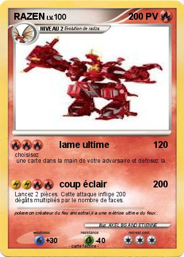 Pokémon RAZEN 7 7 - lame ultime - Ma carte Pokémon