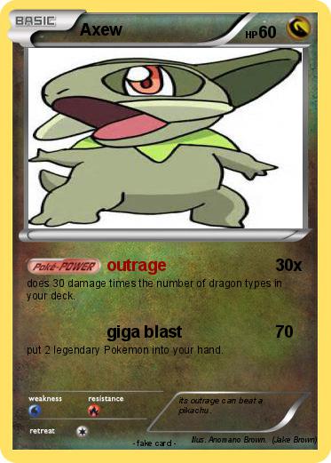 Pokémon Axew 239 239 - outrage - My Pokemon Card