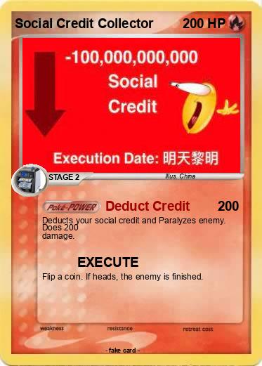 Pokémon Social Credit Collector - Deduct Credit - My Pokemon Card