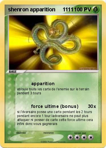 Pokémon shenron apparition 1111 1111 - apparition - Ma carte Pokémon