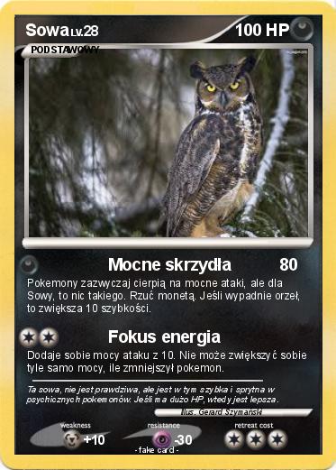Pokémon Sowa 1 1 - Mocne skrzydła - Twoja własna karta pokemon