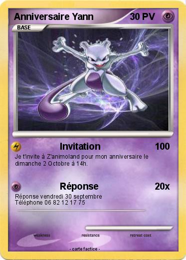Pokémon Mewtwo 7390 7390 - Invitation - Ma carte Pokémon