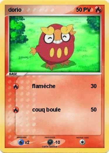 Pokémon dorio - flaméche - Ma carte Pokémon