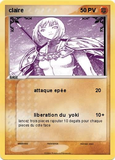 Pokémon claire - attaque epée - Ma carte Pokémon