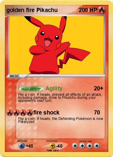 Pokémon golden fire Pikachu - Agility - My Pokemon Card