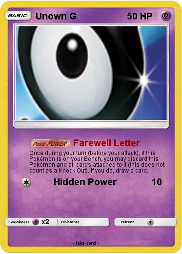 Pokémon Unown G 3 3 - Farewell Letter - My Pokemon Card