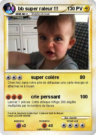 Pokémon bb super raleur - super colère - Ma carte Pokémon