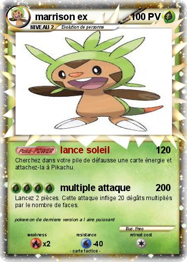 Pokémon marrison ex - lance soleil - Ma carte Pokémon