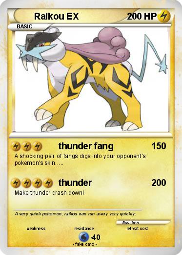 Pokémon Raikou EX 102 102 - thunder fang - My Pokemon Card